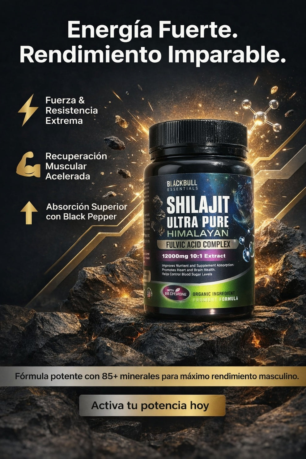 Cápsulas de Shilajit 100% Puro del Himalaya 92 Minerales (90 Cápsulas ...
